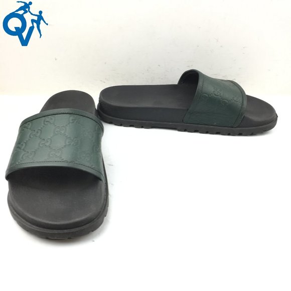 Gucci | Shoes | Gucci Mens Green Signature Slides Size | Poshmark